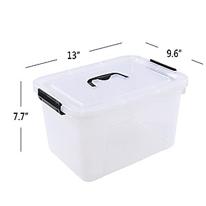 EudokkyNA 10 L Clear Storage Bins with Lids, Plastic Latch Boxes Containers Set of 6