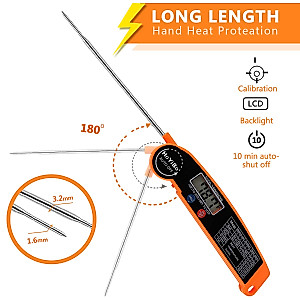 HoYiBo Candy Thermometer,Meat Thermometer, Digital Meat Thermometer, Food Thermometer,2S Ultra Fast Instant Read Digital Kitchen Thermometer for Grilling, BBQ, Baking, Candy, Liquids, Oil