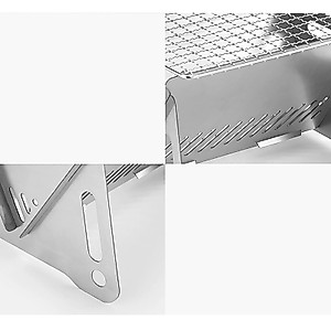 Mini Charcoal Grill, Stainless Steel Barbecue Grill,Portable and Foldable BBQ Barbecue Oven for Outdoor Cooking Camping Hiking Picnics (210mm*160mm*125mm)