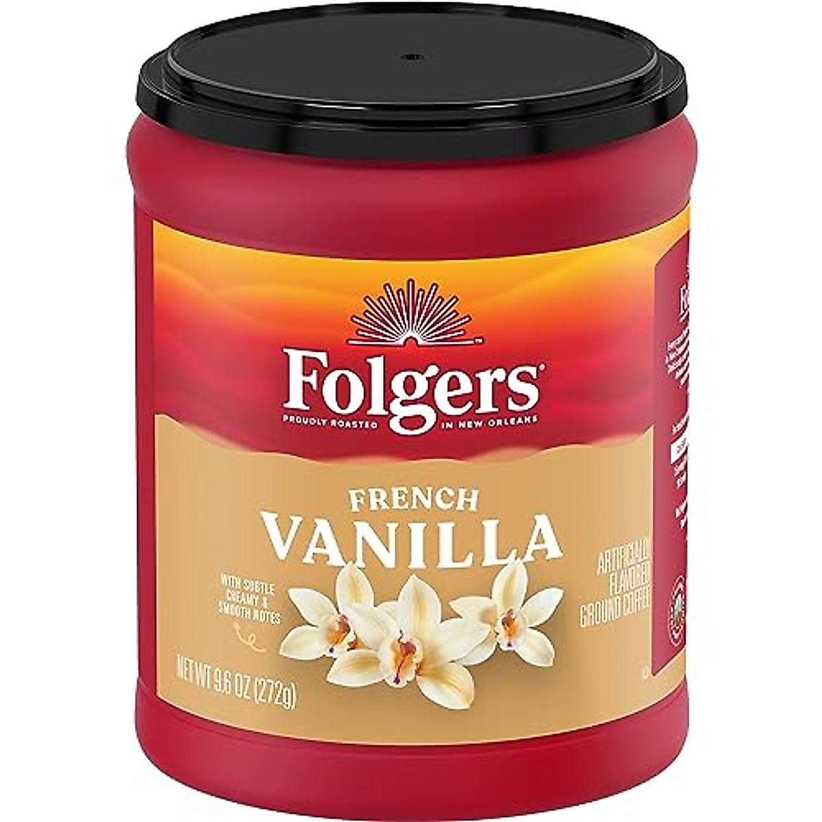 Folgers French Vanilla Flavored Ground Coffee, 9.6 Ounce Canister (Pack of 6)