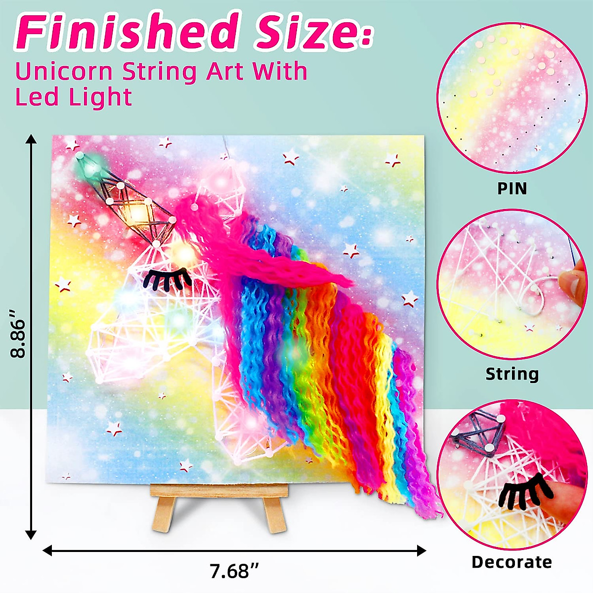 noonimum String Art Kit, 3D String art, arts and crafts for kids ages 6-12, toys for 6-12 year old Children, girls crafts ages 6-12