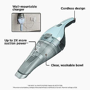 beyond by Black+Decker Cordless dustbuster® - Handheld Vacuum Cleaner - Cordless, ICY Blue & Windex Glass and Window Cleaner Spray Bottle, Original Blue, 23 fl oz