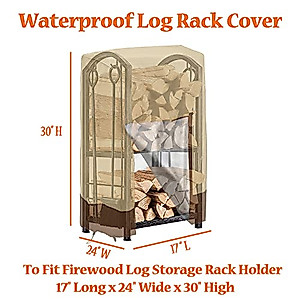 Cozzka 17 Inch Outdoor Firewood Log Rack Cover Heavy Duty Waterproof Protection Cover for 2 Tiers Small Firewood Log Storage Rack Holder (Log Rack not Included)