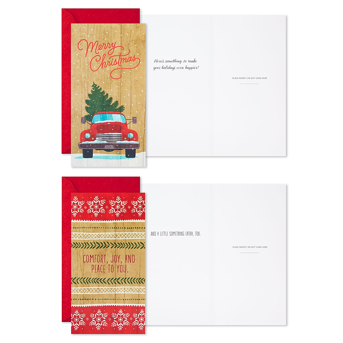 Hallmark Christmas Gift Card Holders or Money Holders Assortment, Rustic (36 Cards with Envelopes)