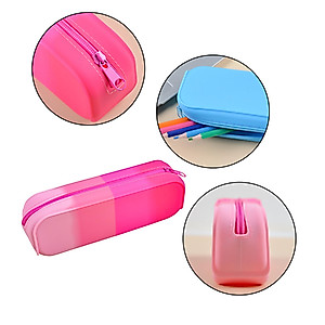 YYaaloa Pink Silicone Pencil Case,Colorful Waterproof Pencil Pouch Aesthetic Pencil Case Small Pencil Bag, Pencil Pouch for Women, Makeup Pouch