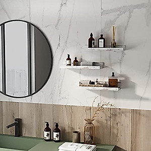 Lavezee 16 Inch Rustic Floating Shelves for Wall Set of 3 and 4x6 Multi Colors Picture Frames Set of 6