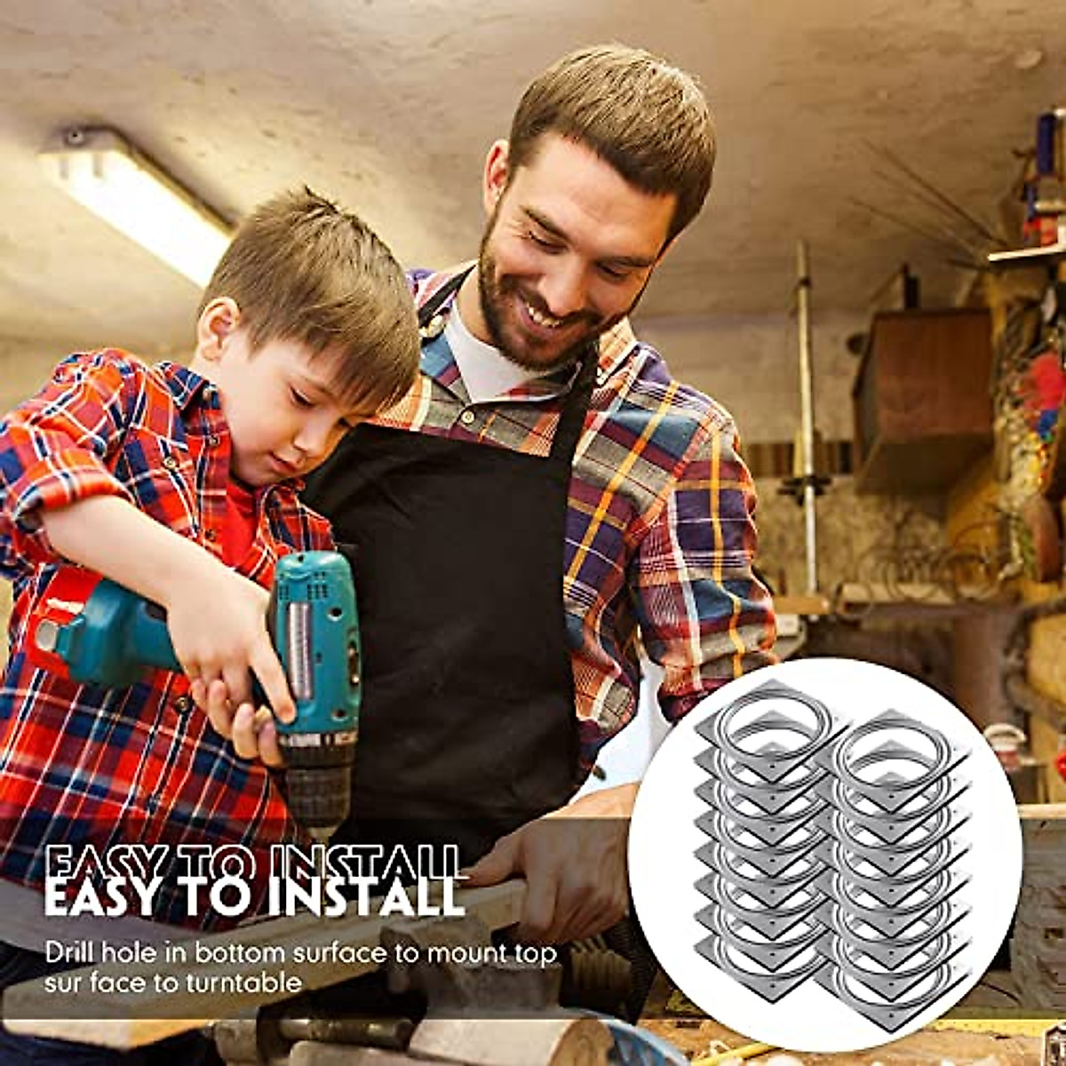 Pack of 8, 6-Inch Lazy Susan Hardware, Silver Lazy Susan Turntable Bearing 5/16" Thick 300lbs for Turntable, Serving Trays, Kitchen Storage Racks, Craft Table, Rotating Bearing Plate