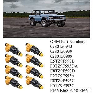 AKWH 0280150943 Set of 8 Fuel Injectors Replacement for Ford Lincoln Mercury 4.6L 5.0L 5.4L 5.8L - F150 F250 F350 E150 E250 E350 Mus-tang Bro-nco 0280150939 0280150909 0280150718