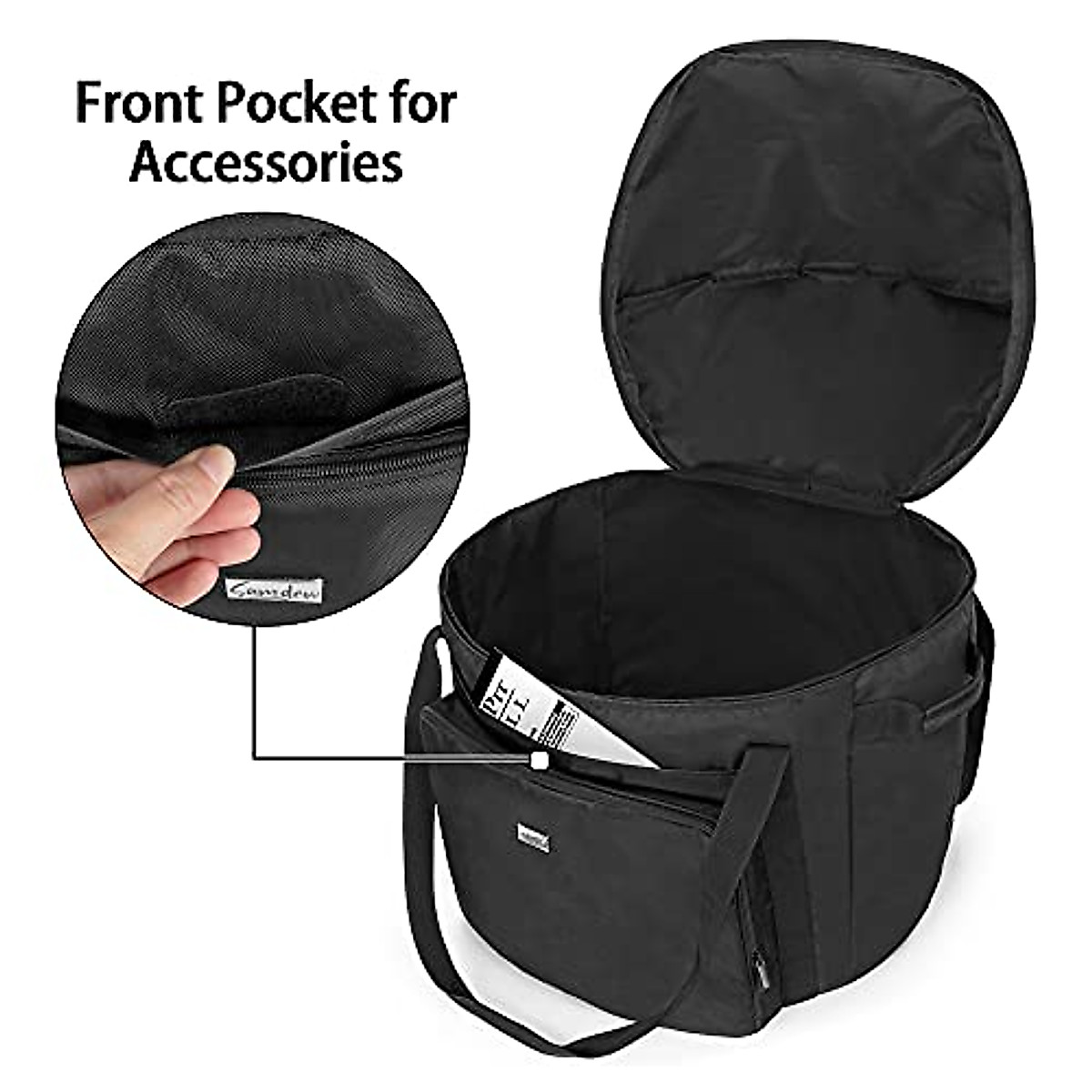 SAMDEW Portable Grill Carry Bag Compatible with Weber Jumbo Joe 18-Inch Charcoal Grill, Grill Cover Compatible with Jumbo Joe 18-in Portable Grill, with Pocket and Handle, Bag Only (Patented Design)