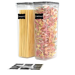 Pasta Containers, 2 Pk 2.8L Airtight Food Storage Containers, Spaghetti Containers for Pantry Organization and Storage, Kitchen Storage Containers for Noodles, Plastic Canisters with Durable Lids