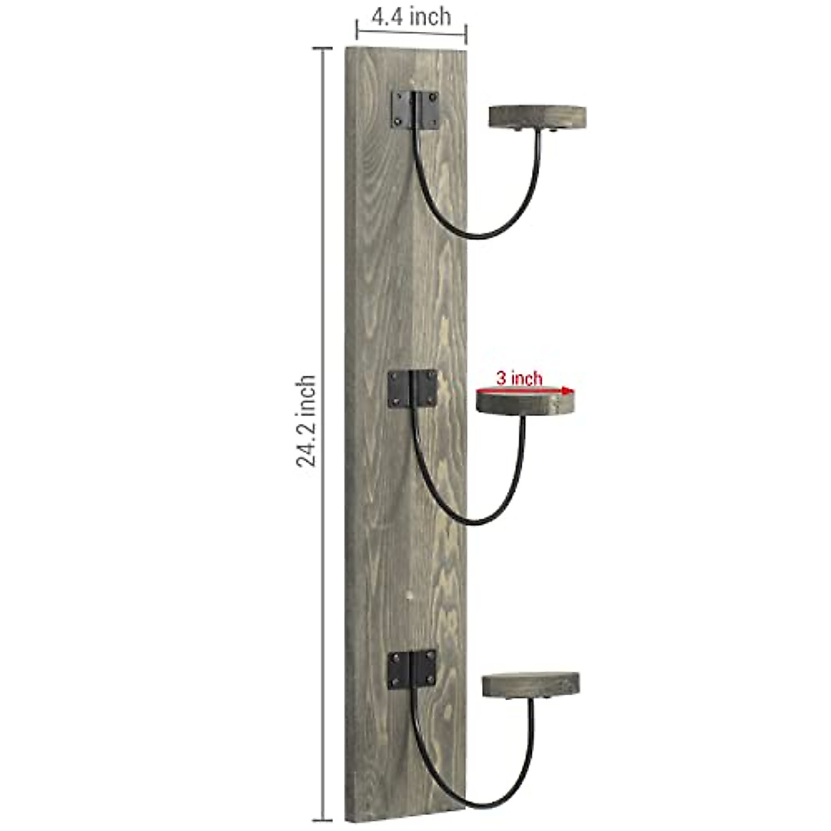 MyGift Wall Mounted Black Metal Wire Vertical Hat Display Rack with Vintage Gray Solid Wood Backing, Wall Baseball Cap Display, Entryway Hat and Coat Storage Hooks, Set of 2