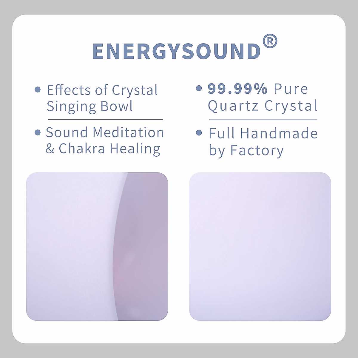 ENERGYSOUND 432Hz Perfect Pitch B Note Crown Chakra Frosted Quartz Crystal Singing Bowl 8" +Carrier Bag mallet and o-ring included