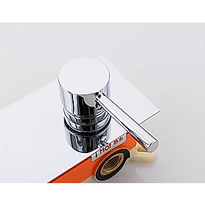 TECKI Kitchen Taps Bathroom Wall Mounted Basin Faucet Square Chrome Brass Mixer Sink Tap Single Handle Bathtub Faucets