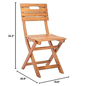 Safavieh PAT7057A-SET2 Outdoor Collection Blison Natural Brown Folding (Set of 2) Patio Chair