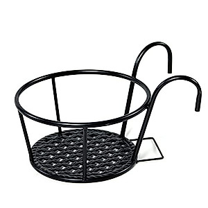 VIXPET Removable Balcony Rail Flower Pot Holder Railing Potted Plant Rack Hanging Flower Pot Shelf Stand-Black