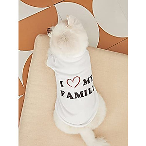 QWINEE Dog Tee Shirt Slogan Graphic Dog T Shirt Soft Stretchy Puppy Shirts Cat Clothes for Small Medium Large Dog Kitten White XS