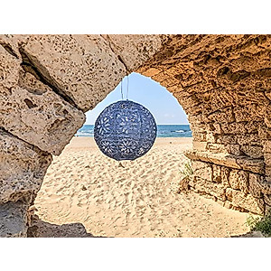 Allsop  31836 Home Soji Stella Boho LED Outdoor Solar Lantern, Handmade with Weather-Resistant UV Rated Tyvek Fabric, Stainless Steel Hardware, for Patio, Deck, Garden, 12X12