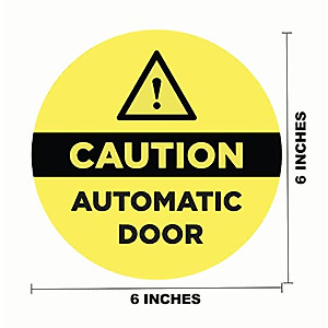 CLEVER SIGNS 4-Pack Caution Automatic Door Decals for Glass Door, Two-Sided, Caution Automatic Door Stickers, 6 inches