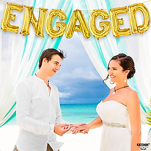 KatchOn, Gold Foil Engaged Balloons Letter - 16 Inch | Engagement Balloons for Engagement Party Decorations | Bachelorette Party Decorations | Engagement Party Balloons for Engagement Decorations