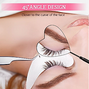 Buqikma Large Lash Mirror for Eyelash Extension Detachable Heart Shape Eyelash Mirror 45°Angle Design Hand Mirror Stainless Steel Eyelash Makeup Mirror lash Extension Supplies(Black)