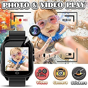 Waterproof Smart Watch for Kids 3-12 Years Boys Girls Learning Toys with 26 Puzzle Games Pedometer Camera Video Recording Music Player Alarm Timer HD Touchscreen Toddler Watch Birthday Gift