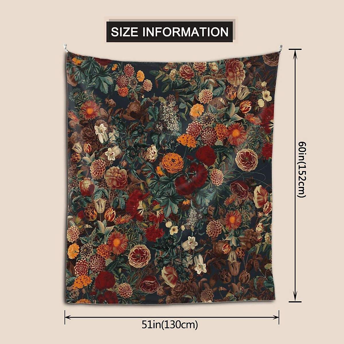 Ligekawa Midnight Garden Wall Tapestry with Floral Exotic Garden Night Tapestry Mystic Tapestry Wall Hanging for Bedroom Home Wall Décor 60 x 51 inch