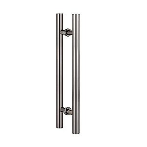 SUCHETA 5 Colors Modern Round Entry Door Handle with Fittings,Stainless Steel Push Pull Modern Door Handle for Sliding Glass Door/Barn Door/Interior Exterior Door,Length 60/80/100/120/150cm