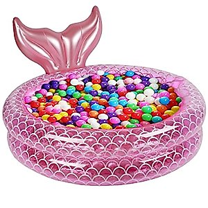 Inflatable Kiddie Pools Mermaid Design,47 inch Backyard Round Swimming Pool for Toddler Gift, Kids Paddling Swimming Pool Indoor&Outdoor Garden Play Water Game，Baby Ball Pit Pool