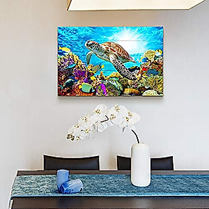 Family Wall Decor For Bedroom Family Canvas Wall Art For Bathroom Sea Turtles Wall Pictures Artwork Office Canvas Art Blue Ocean Wall Painting Modern Living Room Kitchen Home Decorations 12x16 Inch