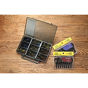 nako. 23 Piece Tungsten Jig Kit | 7 Tungsten Football Jigs, 8 Tungsten Swim Jigs, 8 Tungsten Flipping Jigs & Terminal Tackle Box with 2 Bag Random Colors Drummer Craw Soft Plastic Lures