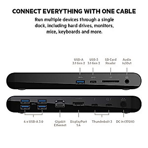 Belkin Thunderbolt 3 Dock Pro w/ Thunderbolt 3 Cable - USB-C Hub - USB-C Docking Station for MacOS & Windows, Dual 4K @60Hz, 40Gbps Transfer Speed, 85W Upstream Charging, w/ Ethernet, SD & Audio Ports