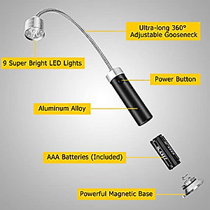 Barbecue Grill Lights, BBQ Accessories for Outdoor Grill with Magnetic Base, Super Bright LED, 360 Degree Flexible Gooseneck, Water and Heat Resistant, Batteries Included - Pack of 2