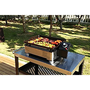 Amazon Basics Outdoor Portable 1 Burner Tabletop Gas Griddle with 18-Inch Enamel Coated Top