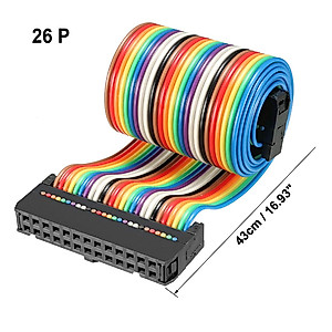 uxcell IDC Rainbow Wire Flat Ribbon Cable 26 Pins 43cm Length 2.54mm Pitch Type-C
