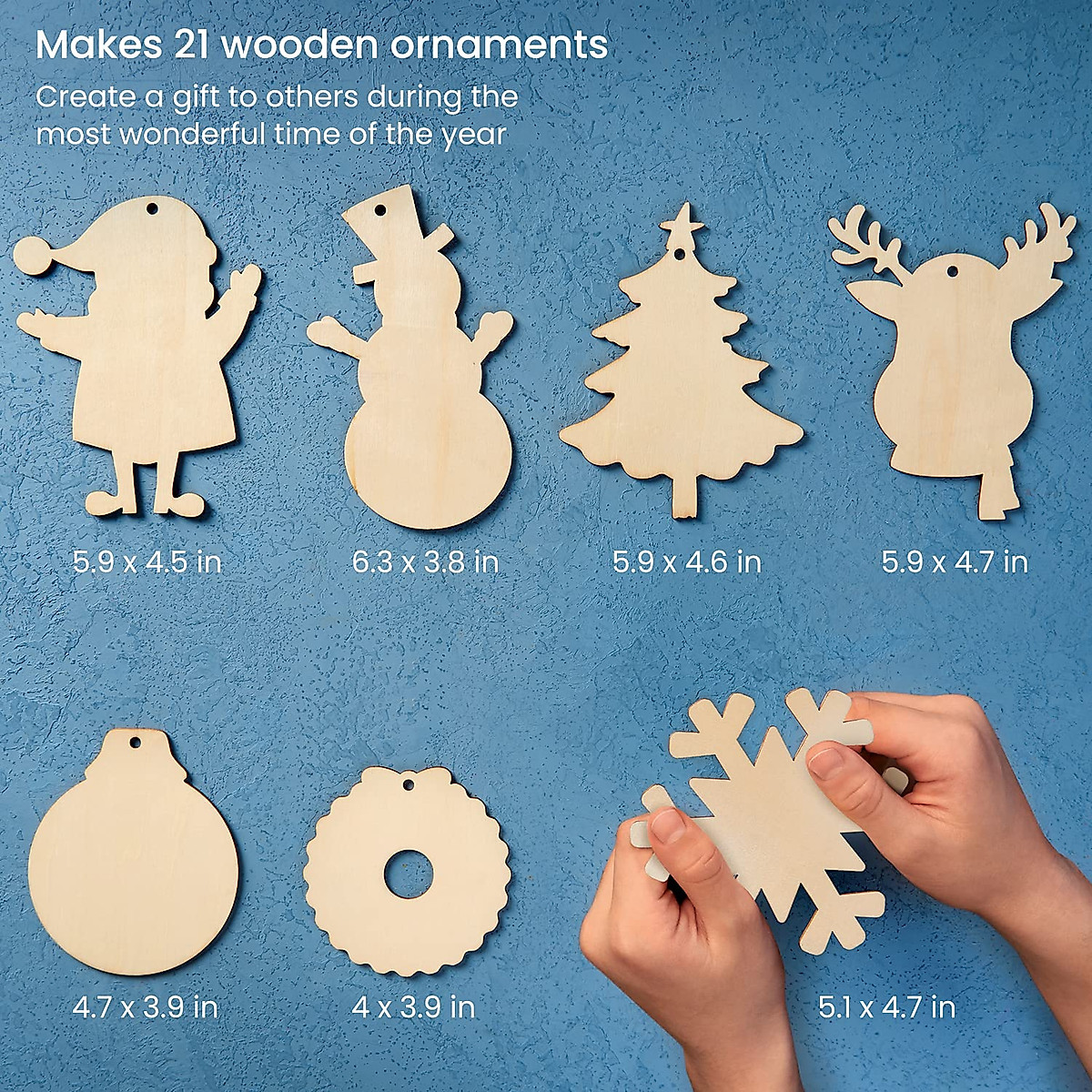 Arteza Kids Wooden Christmas Ornaments, 21 Blank Cut-Out Christmas Decorations, Over 200 Pieces, Includes Paint, Markers, Brushes, and Accessories, Craft Supplies for Kids’ After School Activities