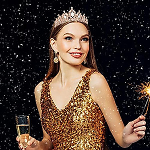 SuPoo Rose Gold Crown Tiaras for Women Birthday Crown Wedding Tiara Crystal Princess Quinceanera Crown Queen Tiara Headband Rhinestone Gems Party Decoration for Prom Halloween Christmas