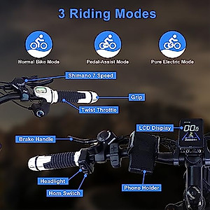 Geartist (US in Stock) Smlro XDC600 Plus Electric Bicycle 2000W Dual Motor 35MPH Ebike 48V 22.4Ah Mountain Snow E Bike 26" Fat Tire 21 Speed MTB for Trail Riding Excursion Commute (Black Blue)