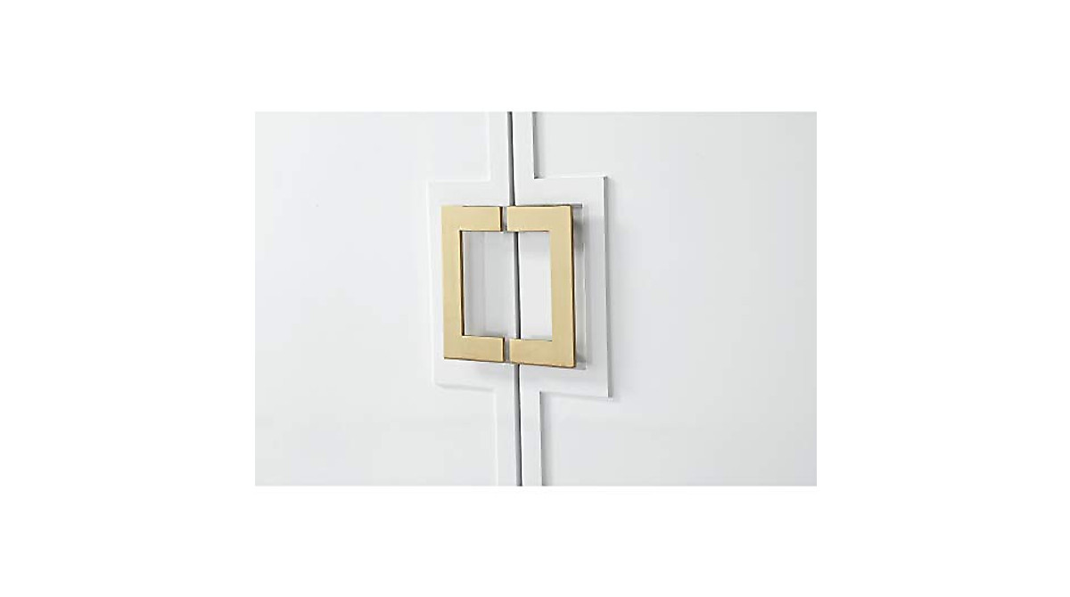 Inspired Home 4-Door Sideboard in White with Gold Accents