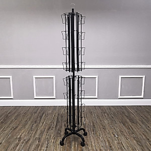 32 Adjustable Pockets Display Rack 5x7 7x5 up to 8.5" Wide X 8" Tall Cards, 1.27" deep Pockets, Double Tier Greeting Post Card Christmas Holiday Spinning Rack Stand White 10095-WHITE-NF