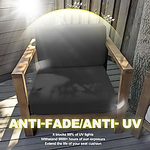 Aibiley 8Pcs Stretch Outdoor Cushions Cover for Patio Furniture,Patio Cushion Covers Replacement for Chair Couch,Soft Elastic Washable Sofa Seat Slipcover Indoor,with Fixed Ties-Dark Gray