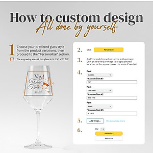 Custom 18oz Crystal Wine Glass with Your Custom Logo Design or Personalized Text - Permanent Laser Engraving - Wedding Favors, Corporate Gifts, Birthdays, Parties or Events