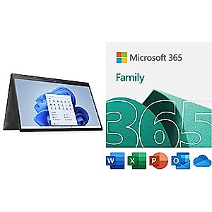 HP Envy x360 Convertible 15-inch Laptop, AMD Ryzen 7 5825U, AMD Radeon Graphics, 8 GB RAM, 512 GB SSD, Windows 11, Nightfall Black with Microsoft 365 Family | 15-Month Subscription | PC/Mac Download