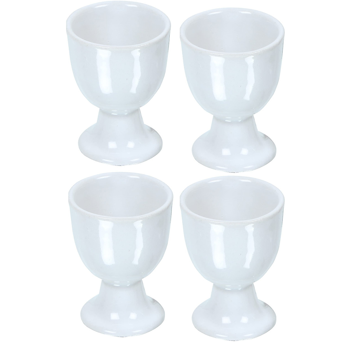 Soft Boiled Egg Holder | Ceramic Egg Cup Set | Ceramic Egg Holder Pottery Housewarming Gift set of 4 (White)