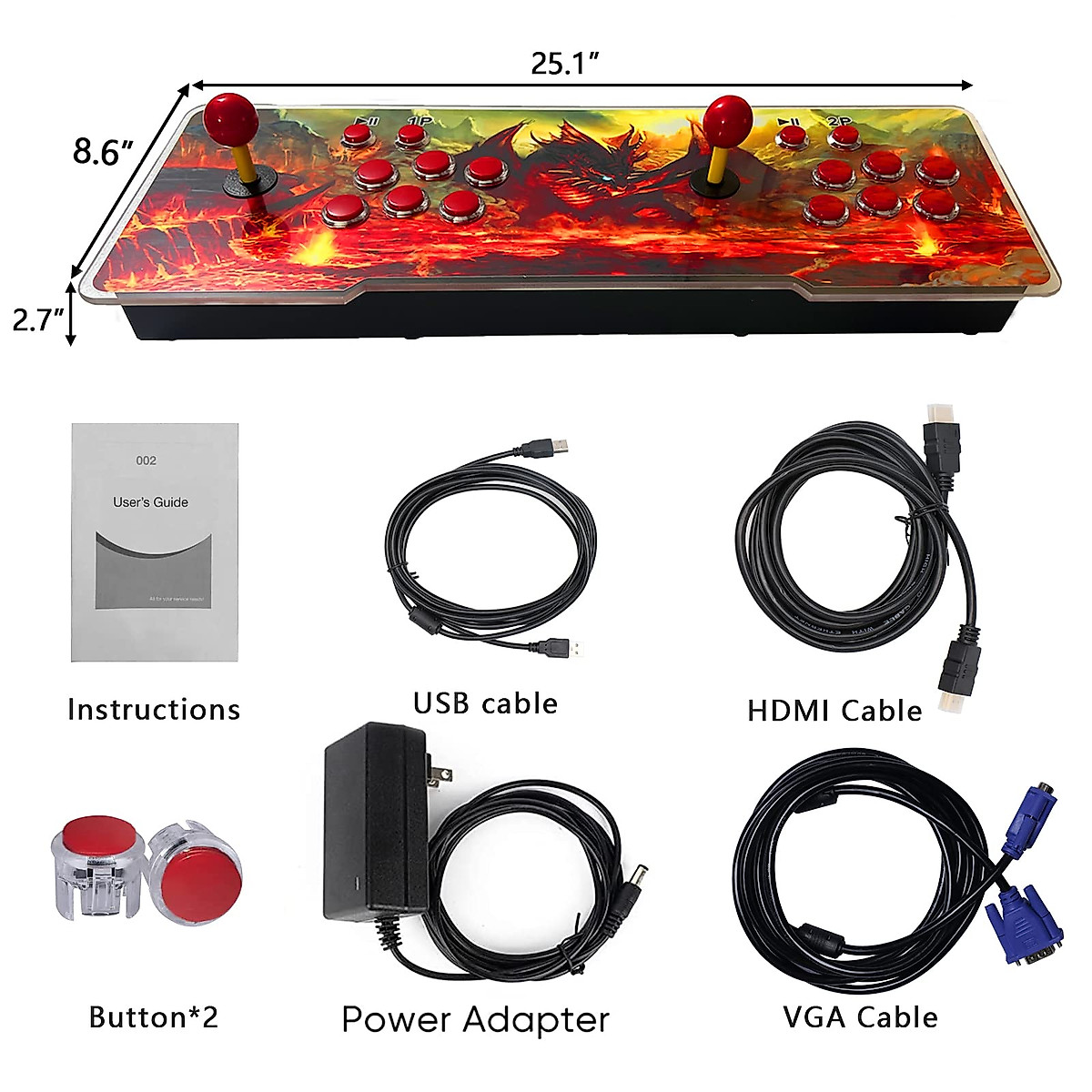 RegiisJoy 28890 Games in 1 Pandora 60S Arcade Game Console Retro Game Machine for PC & Projector & TV, 2-4 Players, 1280X720, 3D Games, Search/Hide/Save/Load/Pause Games, Favorite List