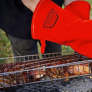 SpitJack Heat Resistant Fire Protection Fireplace Gloves for Grill, Welding, BBQ Cooking, Wood Stove, Oven, and Kitchen