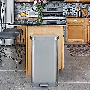 Glad Stainless Steel Step Trash Can with Clorox Odor Protection | Large Metal Kitchen Garbage Bin with Soft Close Lid, Foot Pedal and Waste Bag Roll Holder, 20 Gallon, All Stainless