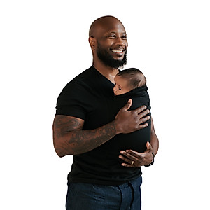 Lalabu Dad Shirt | Original Babywearing T-Shirt with Kangaroo Pouch | Baby Wrap Carrier for Newborns & Infants | Baby Wrap Carrier for Newborns | Essential for New Dads | Pure Black, L, Short Sleeve