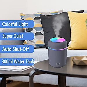 Colorful Cool Mini Humidifier, Essential Oil Diffuser, Aroma Essential USB Personal Desktop Humidifier for Car, Office Room, Bedroom etc,2 Adjustable Mist Modes (Navy Blue)