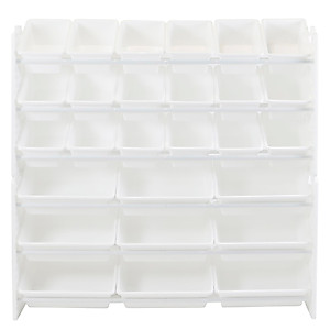 UNiPLAY 6 Tier Toy Storage Organizer with 27 Removable Bins, Re-Configurable Base, Multi-Functional for Books, Building Blocks, School Materials, Toys, or Garage Storage with Baseplate Board Frame