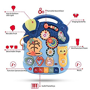 Baby Sit-to-Stand Walker with Wheels, Baby Entertainment Table Early Education Activity Center,Toddler Baby Push Walker for Boy and Girl 12 Months -3 Year Old
